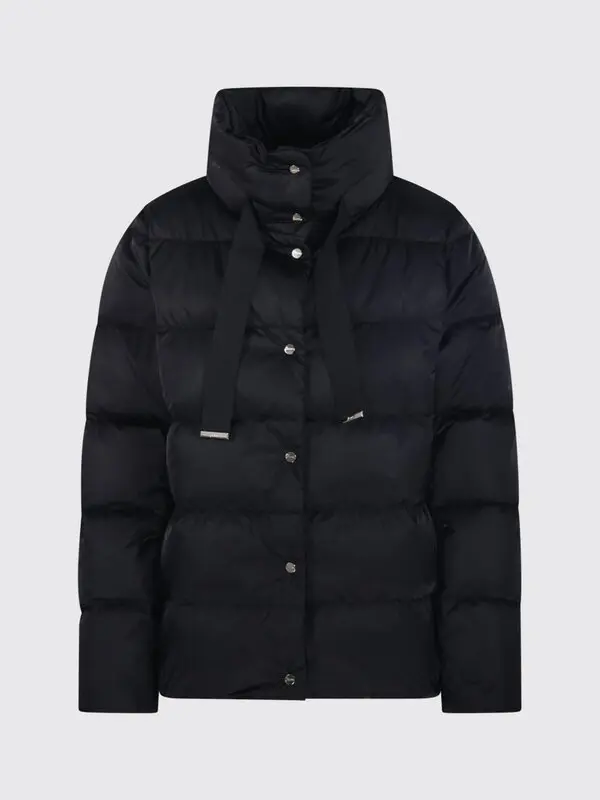 Herno Short Quilted Polyester Down Jacket With High Collar And Buttons - Black