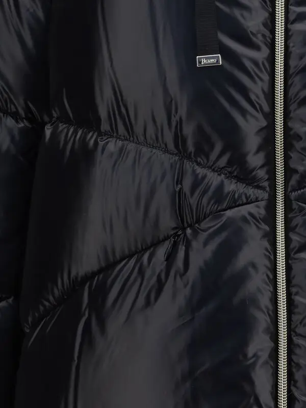 Herno Knee-length Quilted Nylon Down Jacket With High Collar