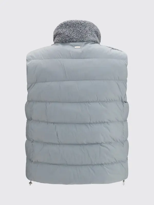 Herno Padded Quilted Nylon And Fleece Gilet With High Neck