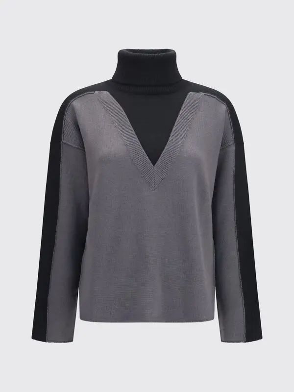 MAISON MARGIELA Bi-color Wool Turtleneck Sweater - Black