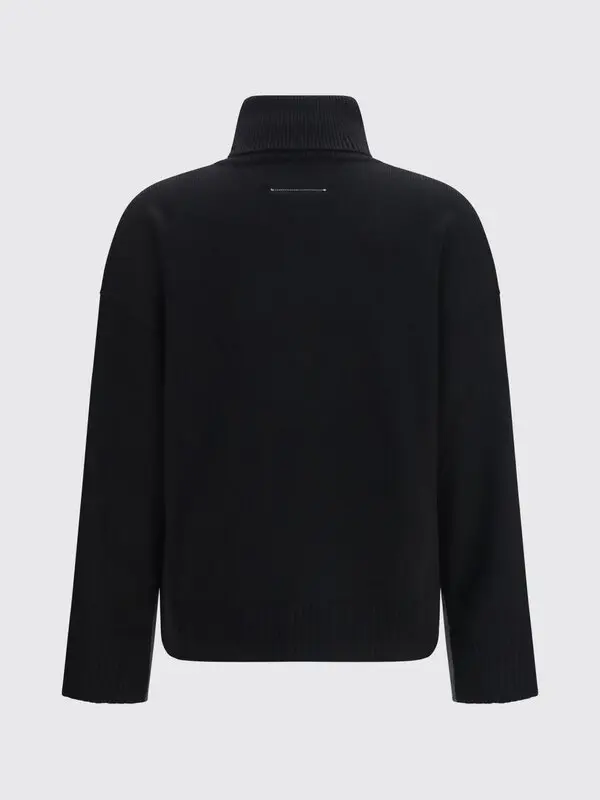 MAISON MARGIELA Bi-color Wool Turtleneck Sweater - Black