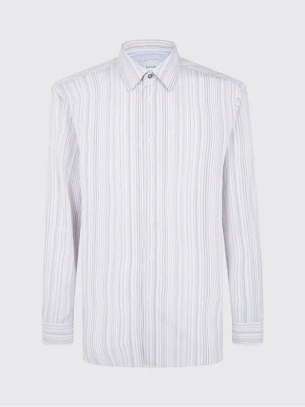 Paul Smith Striped Slim Fit Cotton Shirt With French Collar And Long Sleeves
