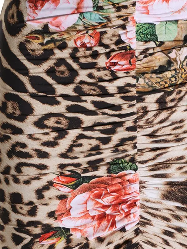 Roberto Cavalli Animal Print Jersey Long Sheath Dress With Halter Neck