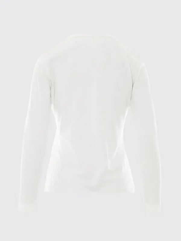 Liu Jo Slim Fit Long-sleeved Cotton T-shirt With Rhinestone Logo - White
