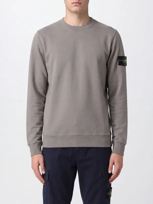 Stone Island Crewneck Cotton Sweatshirt With Compass Logo Patch - Green
