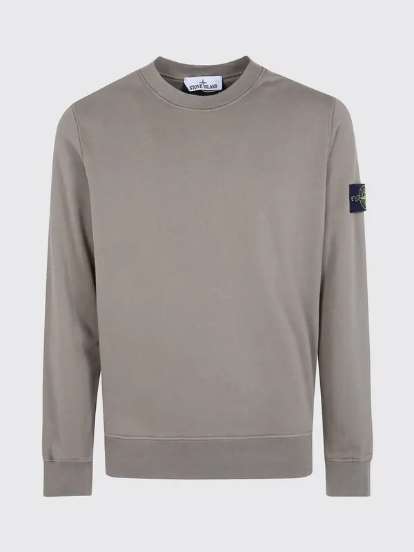 Stone Island Crewneck Cotton Sweatshirt With Compass Logo Patch - Green