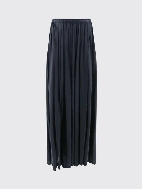 Max Mara Livrea Flared Midi Skirt In Silk Blend With High Elasticated Waist - Blue