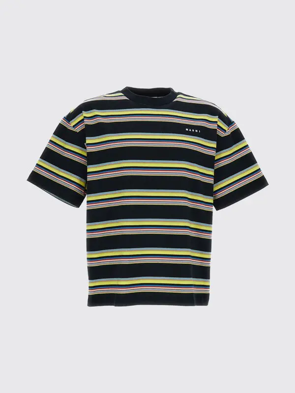 Marni Relaxed Fit Striped Cotton T-shirt With Contrast Logo