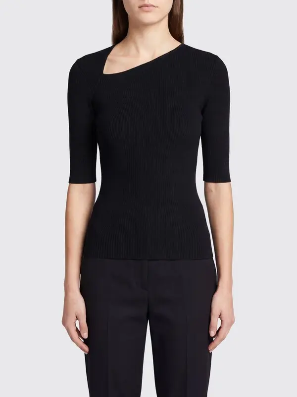 MAISON MARGIELA Ribbed Knit Asymmetrical Top - Black