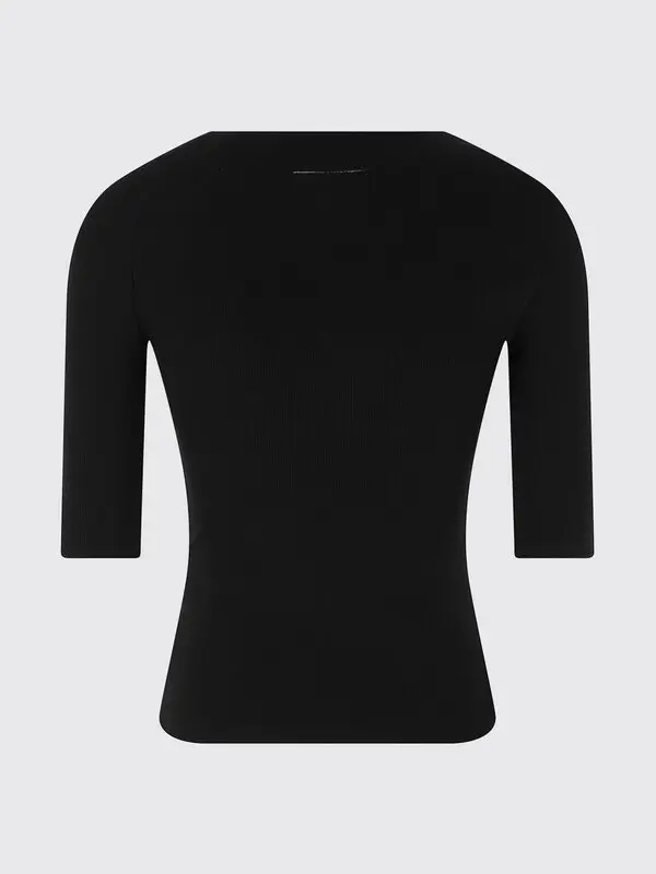 MAISON MARGIELA Ribbed Knit Asymmetrical Top - Black
