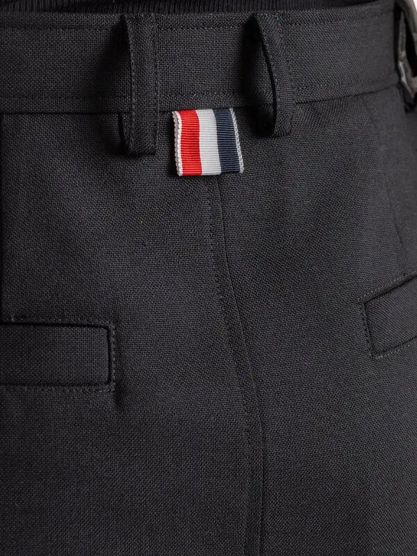 Thom Browne High-waisted Wool Pencil Skirt With A Midi Length And Back Slit