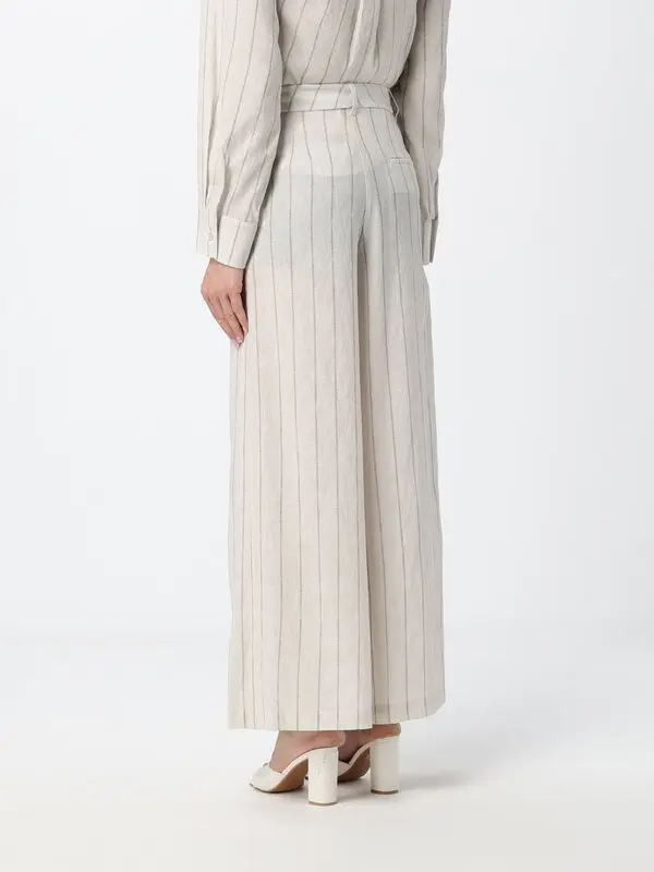 ELEH High-waisted Striped Linen-blend Palazzo Trousers