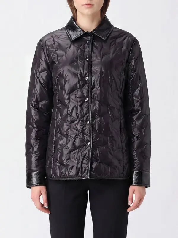 Pinko Quilted Nylon Shirt-style Down Jacket With Dropped Shoulders - Black