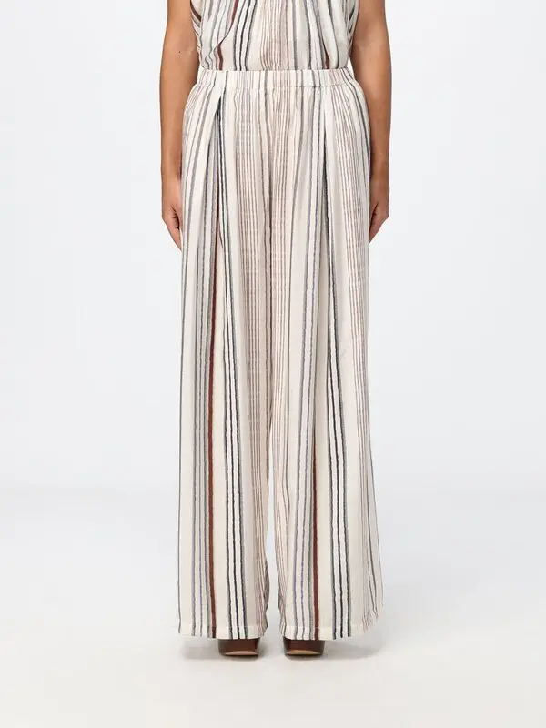 ELEH Multicolour Striped Palazzo Trousers In Crêpe