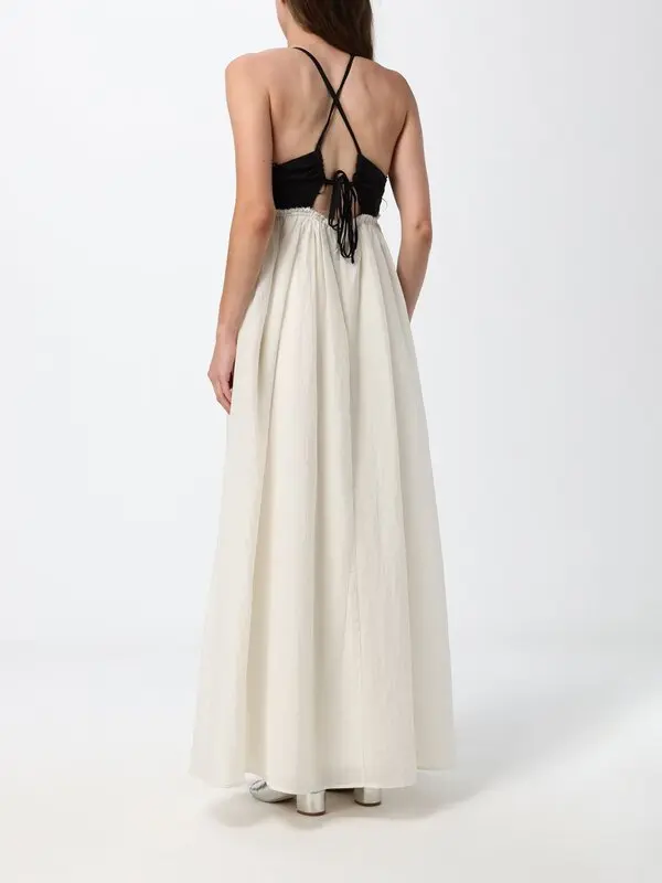 ELEH Abstract Print Cotton Muslin Maxi Dress With Halter Neck And Thin Straps