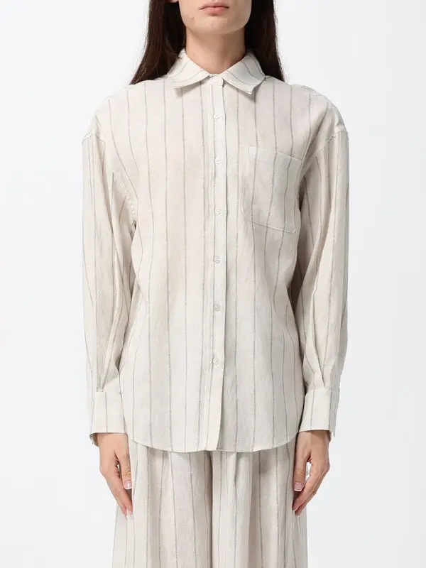 ELEH Relaxed Fit Striped Shirt In Linen Blend With A French Collar