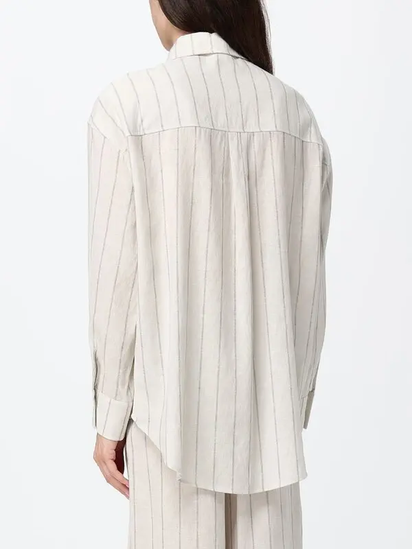 ELEH Relaxed Fit Striped Shirt In Linen Blend With A French Collar
