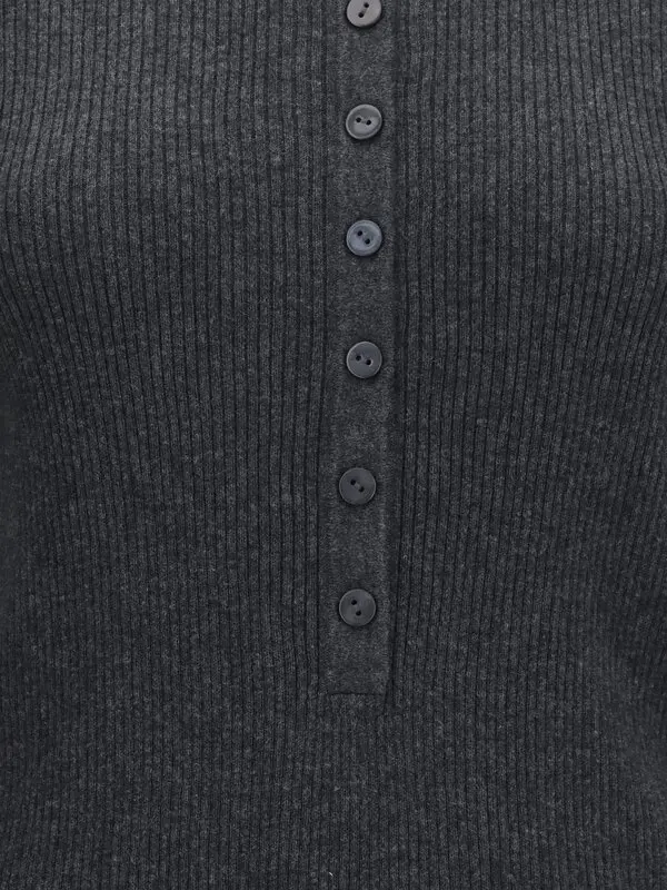 LISA YANG Ribbed Henley Sweater