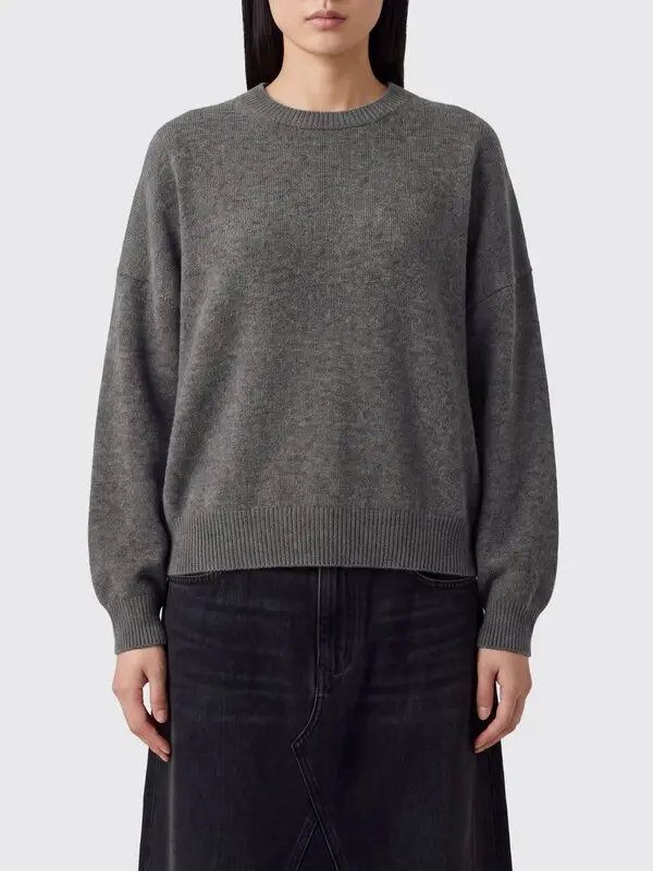 LISA YANG Relaxed Fit Pure Cashmere Crewneck Jumper With Dropped Shoulders - Grey