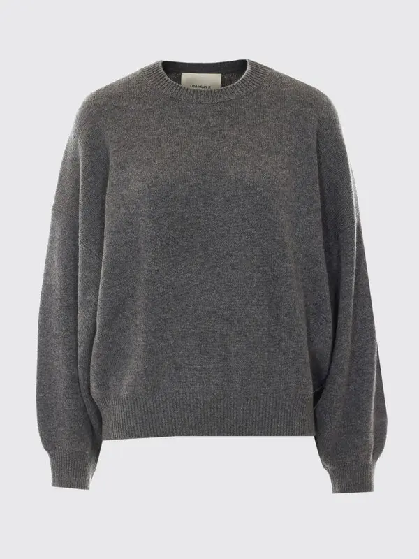 LISA YANG 100% Cashmere Relaxed Fit Crewneck Jumper With Dropped Shoulders - Grey