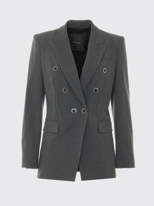Pinko Double-breasted Viscose-blend Blazer With Peak Lapels
