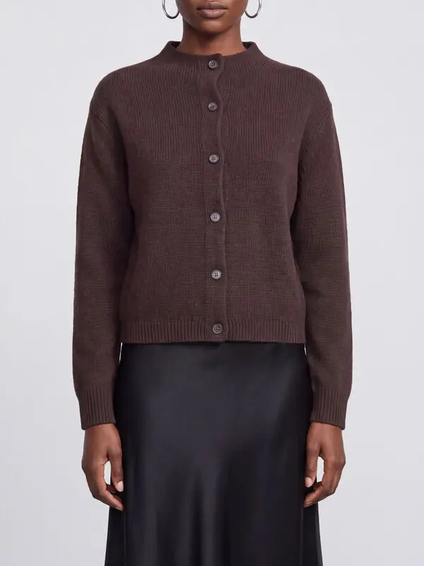 LISA YANG Pure Cashmere Crewneck Cardigan - Earth
