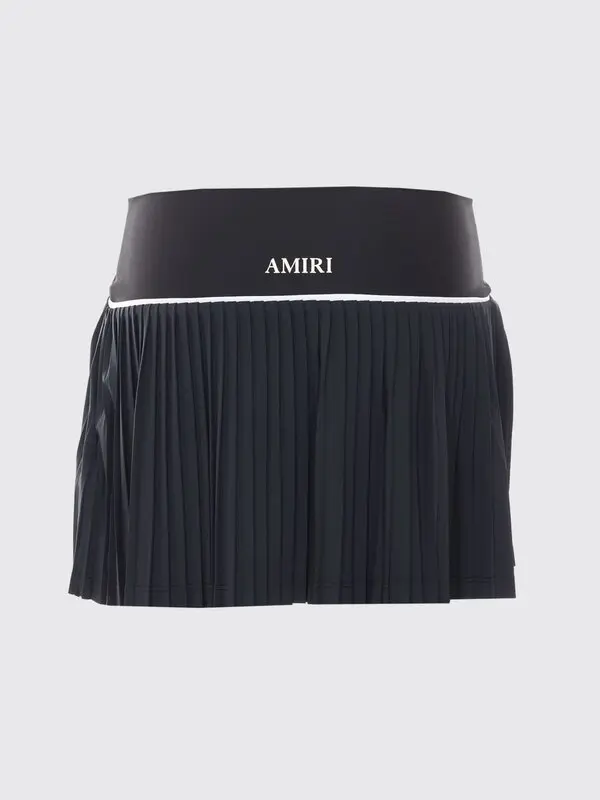 Amiri Pleated Jersey Mini Skirt With Embroidered Monogram