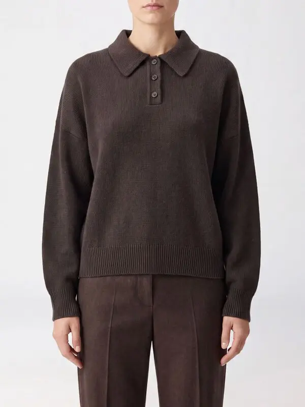 LISA YANG Ribbed Knit Polo Sweater