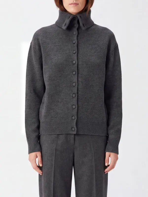 LISA YANG Pure Cashmere High Neck Cardigan - Grey