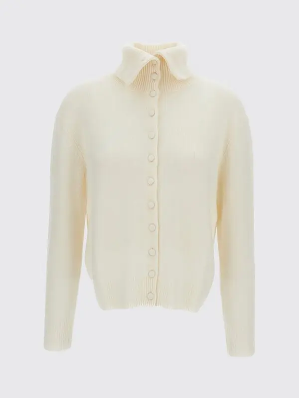 LISA YANG Pure Cashmere High Neck Cardigan - White