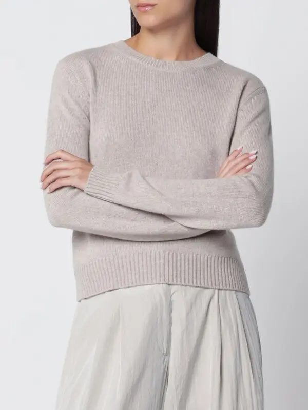 LISA YANG Long-sleeved Pure Cashmere Crewneck Jumper - Beige
