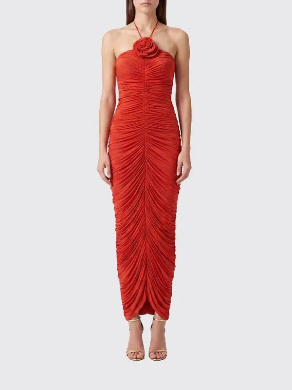 Magda Butrym Jersey Sheath Midi Dress With Halter Neck And Flower