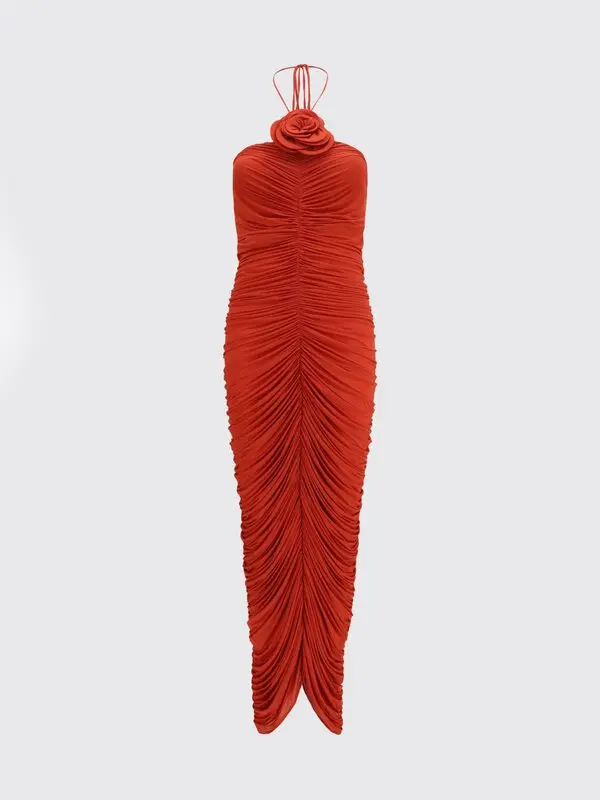 Magda Butrym Jersey Sheath Midi Dress With Halter Neck And Flower