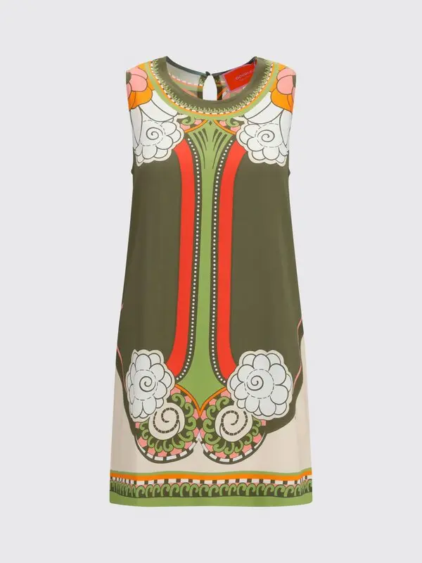 La DoubleJ Sleeveless Stretch-viscose Mini Tunic With Ethnic Print