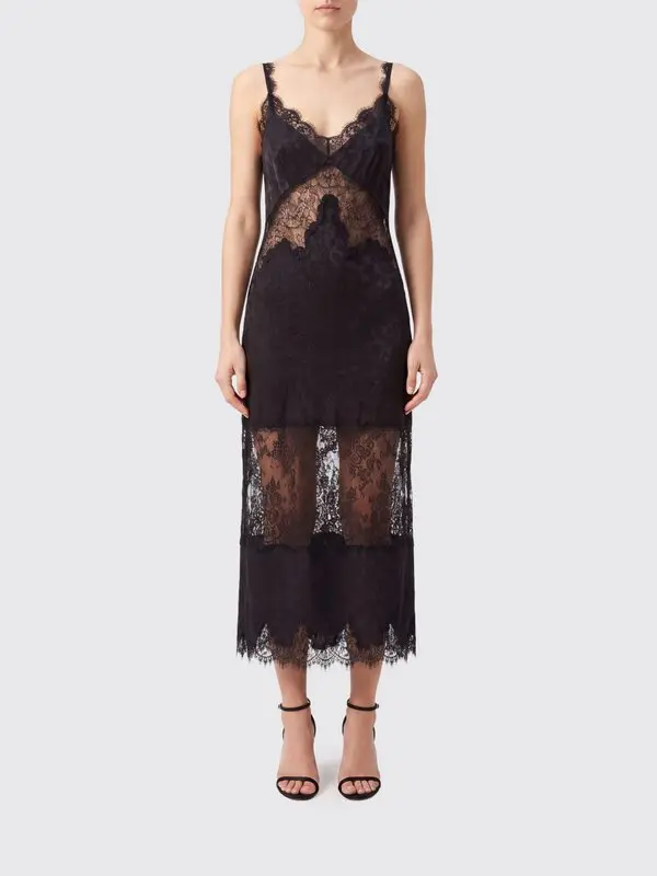 Pinko Satin Slip Midi Dress With V-neck And Thin Straps