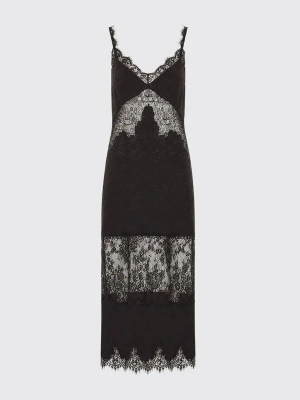 Pinko Satin Slip Midi Dress With V-neck And Thin Straps