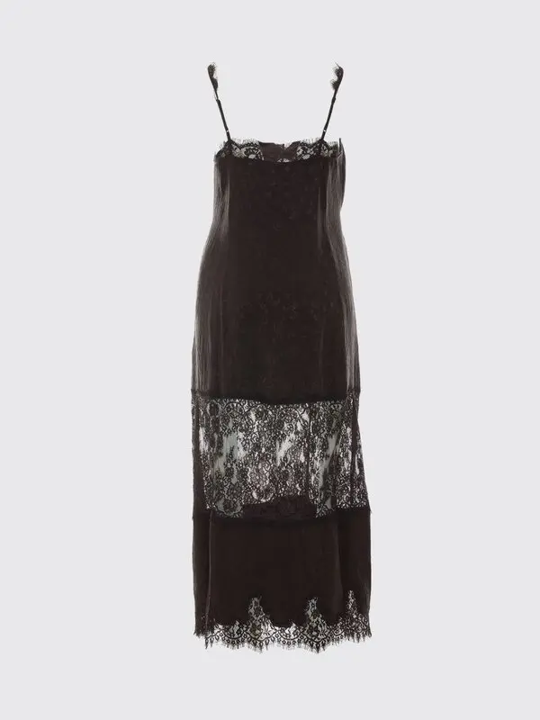 Pinko Satin Slip Midi Dress With V-neck And Thin Straps