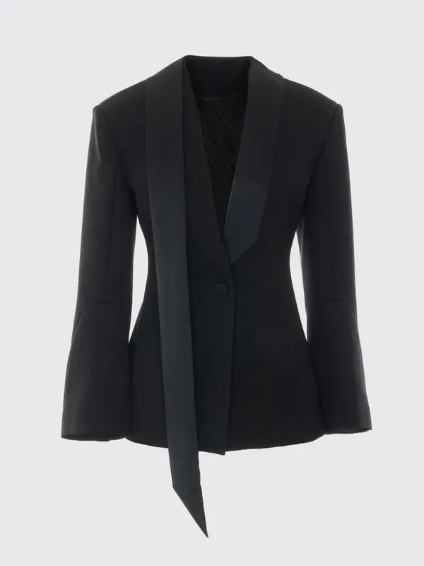 Attico Slim Fit Virgin Wool Blazer With Satin Shawl Collar
