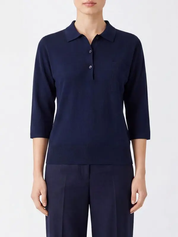 LISA YANG Pullover With Polo Collar - Navy