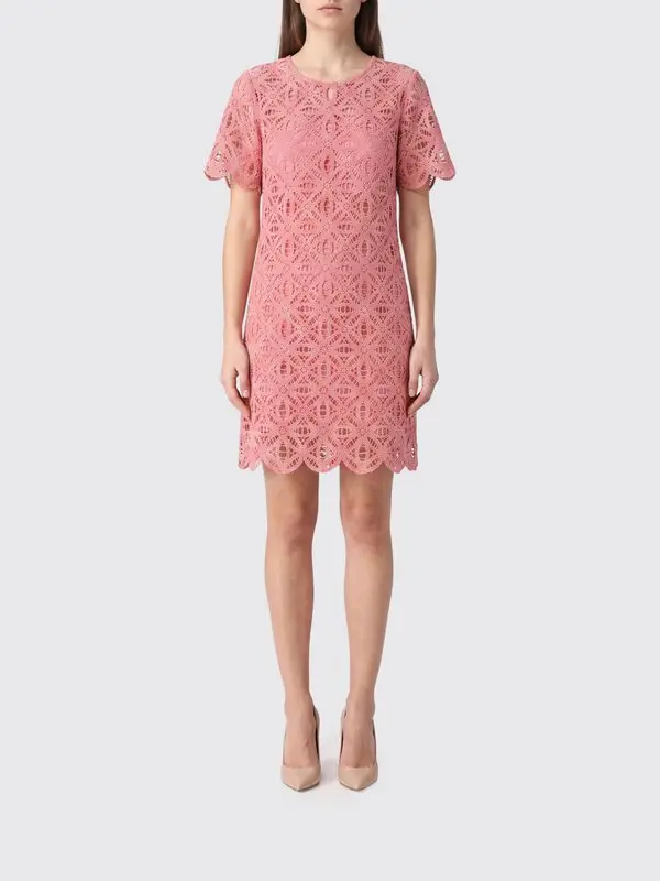 Michael Kors Short-sleeved Lace Sheath Mini Dress With Crew Neck
