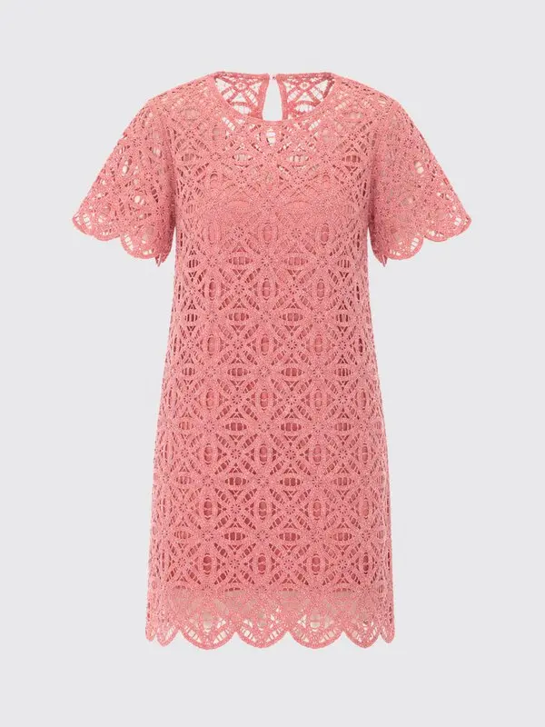 Michael Kors Short-sleeved Lace Sheath Mini Dress With Crew Neck