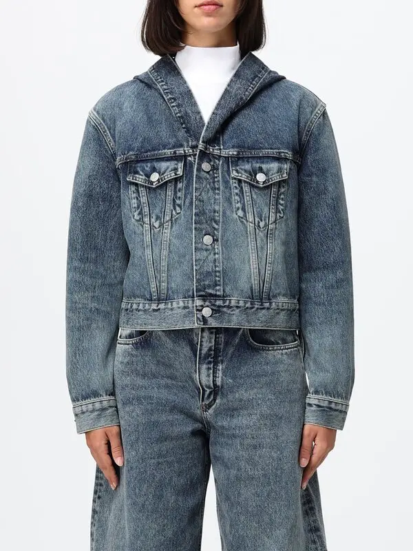 Alaïa Cropped Hooded Denim Jacket