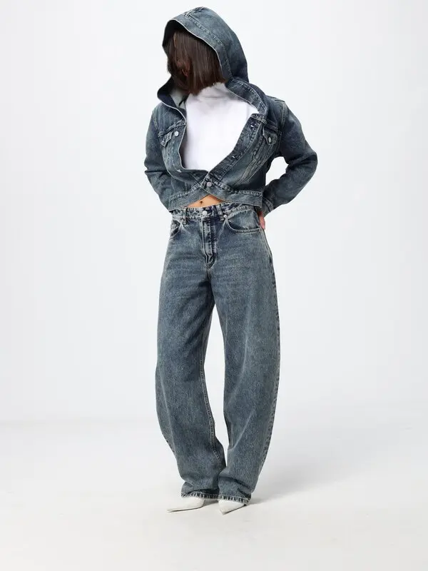 Alaïa Cropped Hooded Denim Jacket