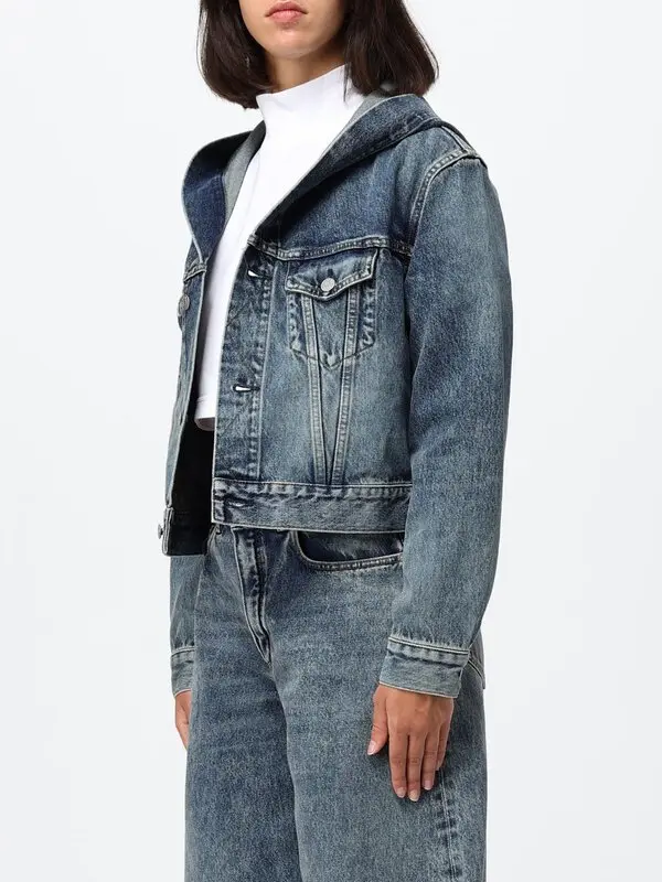 Alaïa Cropped Hooded Denim Jacket