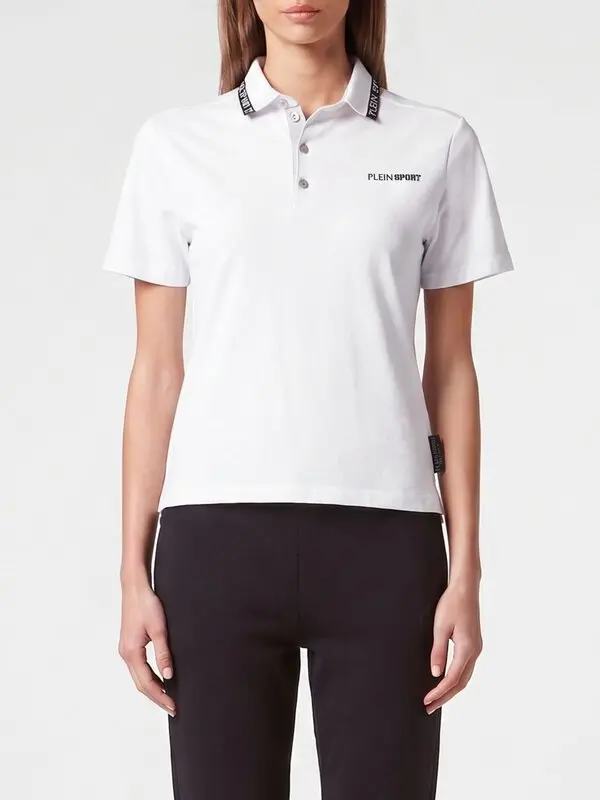 PLEIN SPORT Slim Fit Short-sleeved Jersey Polo Shirt With Printed Logo