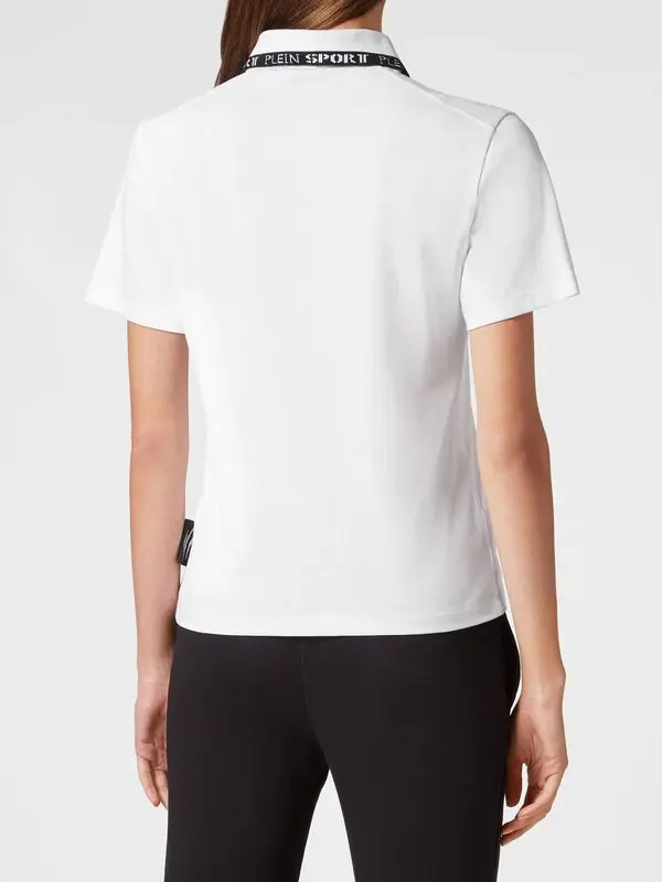 PLEIN SPORT Slim Fit Short-sleeved Jersey Polo Shirt With Printed Logo