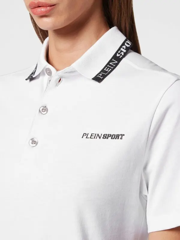 PLEIN SPORT Slim Fit Short-sleeved Jersey Polo Shirt With Printed Logo