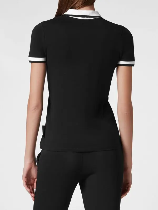 PLEIN SPORT Slim Fit Short-sleeved Jersey Polo Shirt With Back Logo