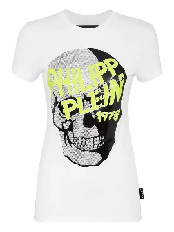 Philipp Plein Slim Fit Jersey T-shirt With Rhinestone Skull Print