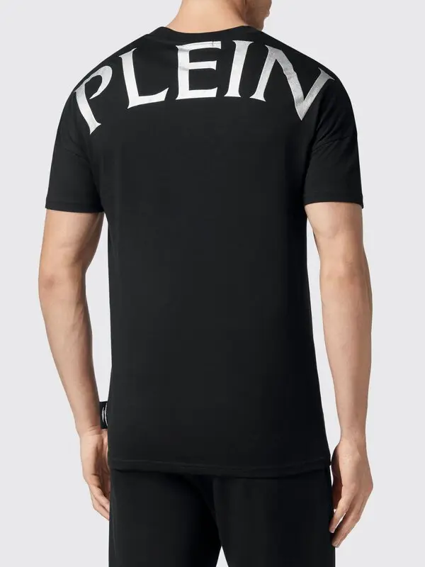 PLEIN SPORT Jersey T-shirt With Dropped Shoulders And Back Logo Print - Black 1